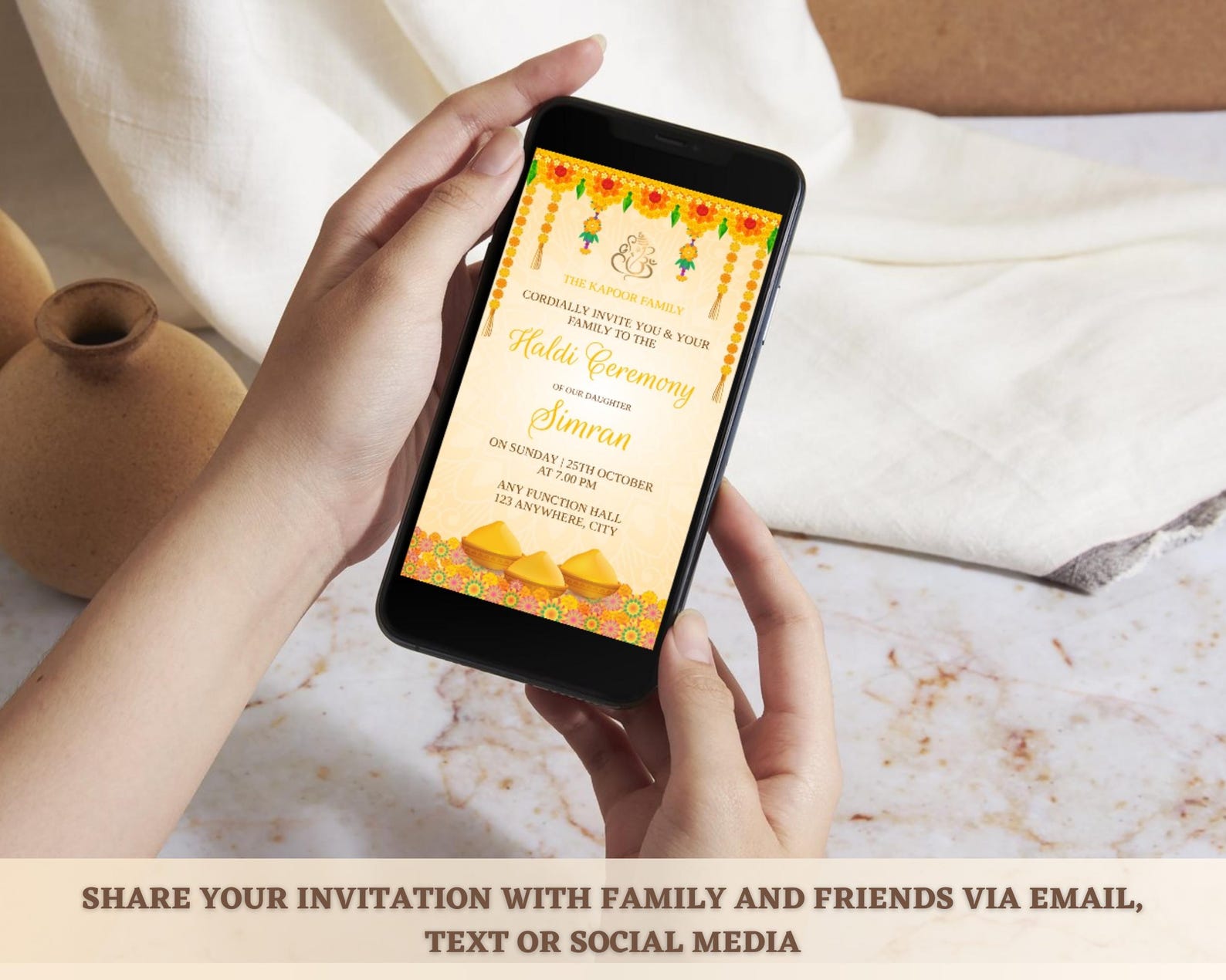 Indian Haldi Invitation Card Pithi Ceremony Invitation Maiyan Invite ...