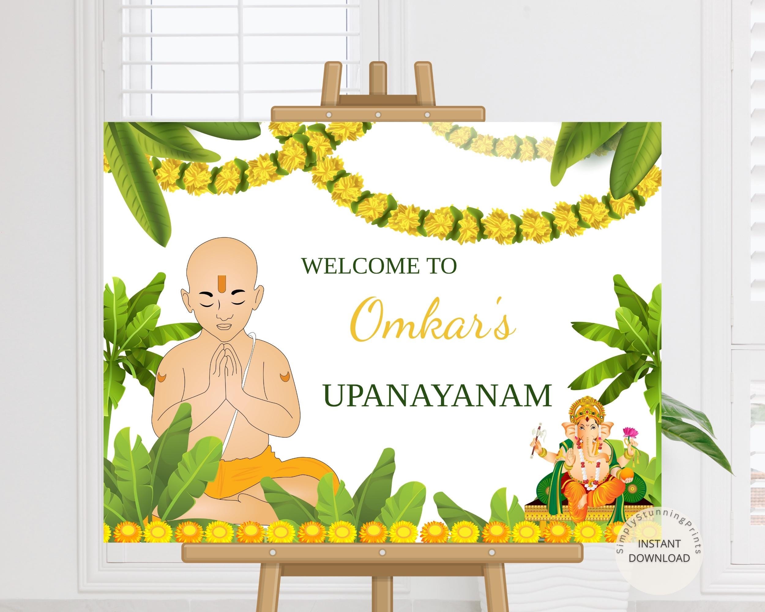 Editable Upanayanam Ceremony Welcome Sign Thread Ceremony Sign Janoi ...