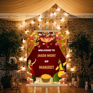 Jaggo Night Welcome Sign | Sikh Pre Wedding Decoration Poster | Panjabi ...