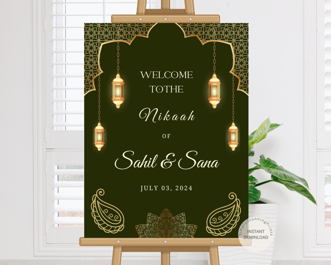 Muslim Wedding Sign as Nikkah Welcome Sign Muslim Nikah Welcome Signage ...