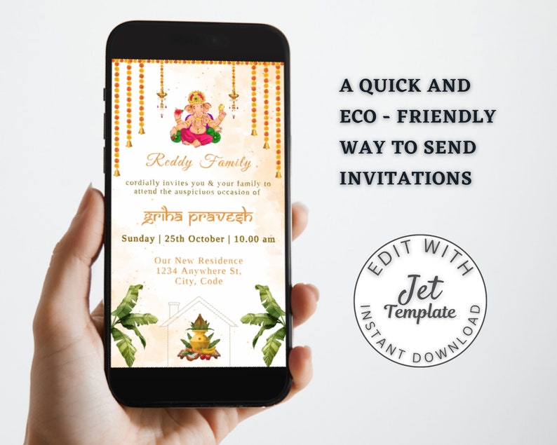 Griha Pravesh Invitation Indian Housewarming Ceremony Invitation Card Vastu Invitation House ...