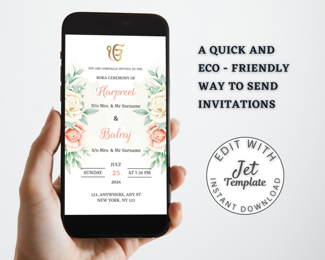 Indian Roka Ceremony Invitation Card as Engagement Card Floral ...