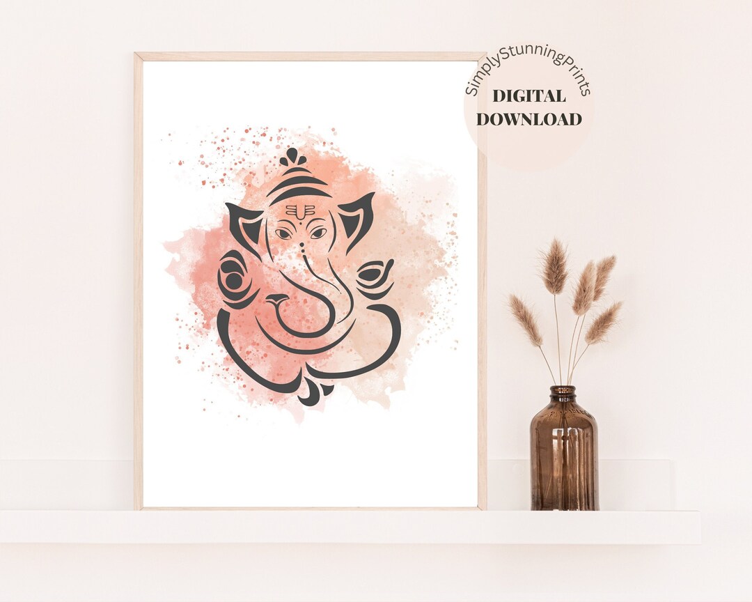 Modern Abstract Ganesha Print | Watercolor Ganesh Printable | Living ...