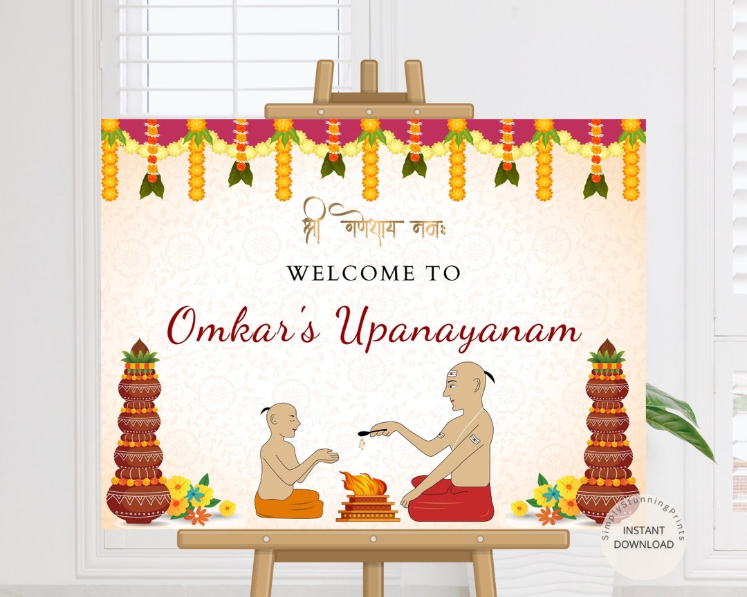 Upanayanam Ceremony Welcome Sign | Thread Ceremony Sign | Janoi ...