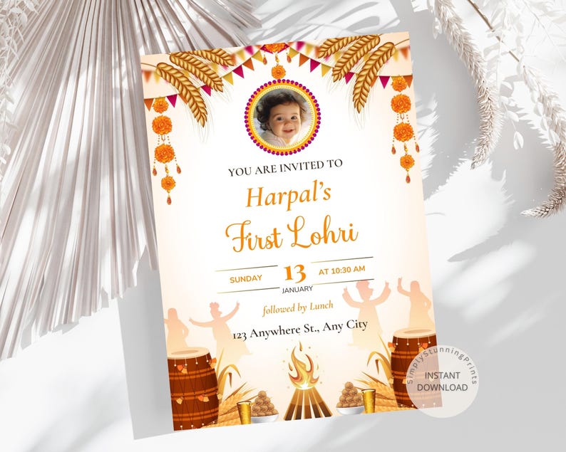 First Lohri Photo Invitation Card | Lohri Celebration Invite |boy's ...