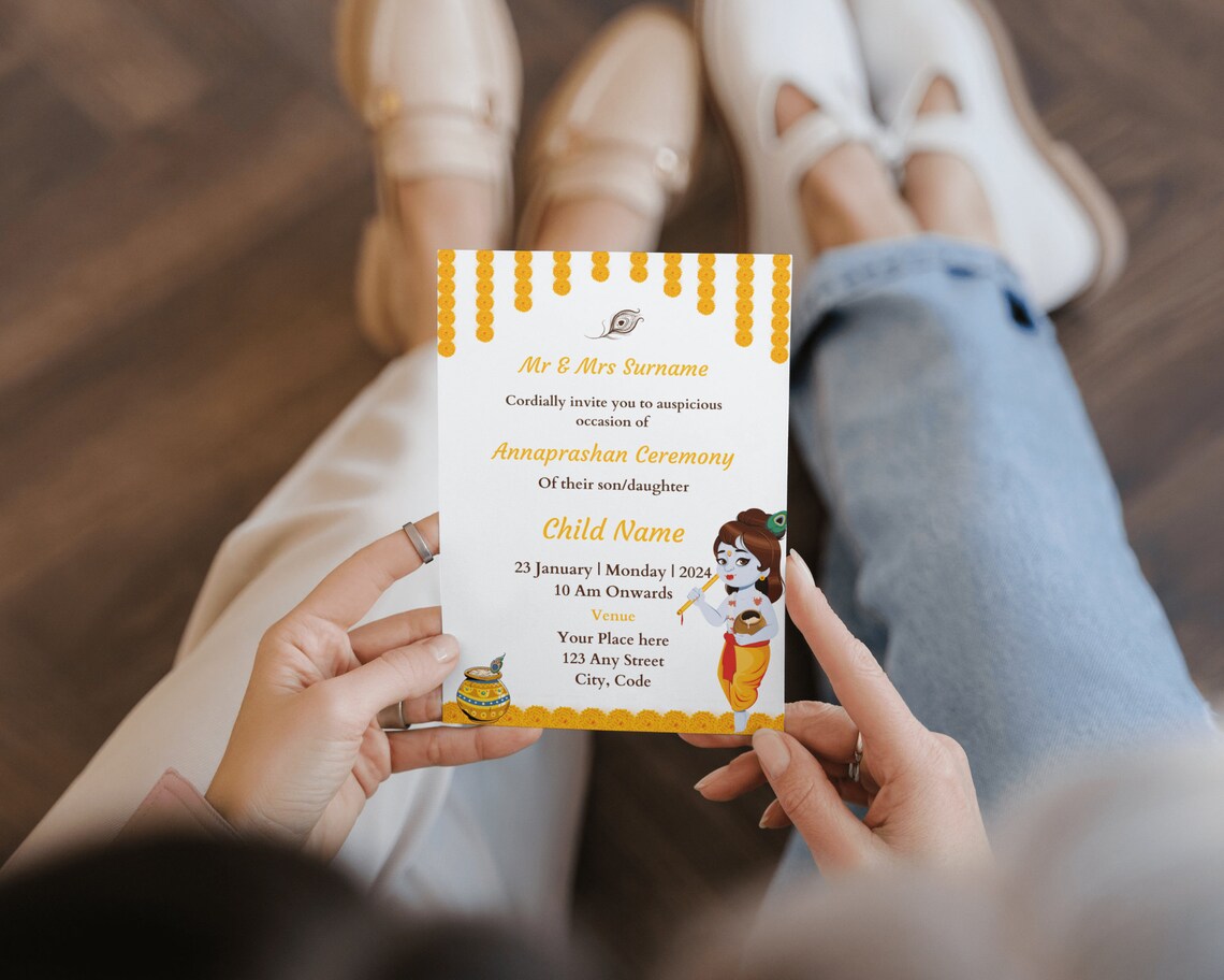 Editable Annaprashan Invitation Card Annaprashan Ceremony Invite Rice ...