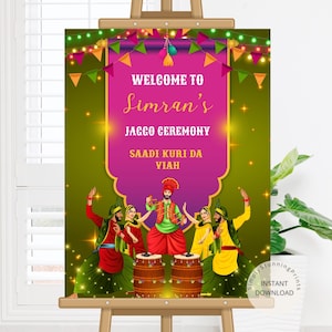 Jaggo Night Welcome Sign | Sikh Pre Wedding Decoration Poster | Panjabi ...