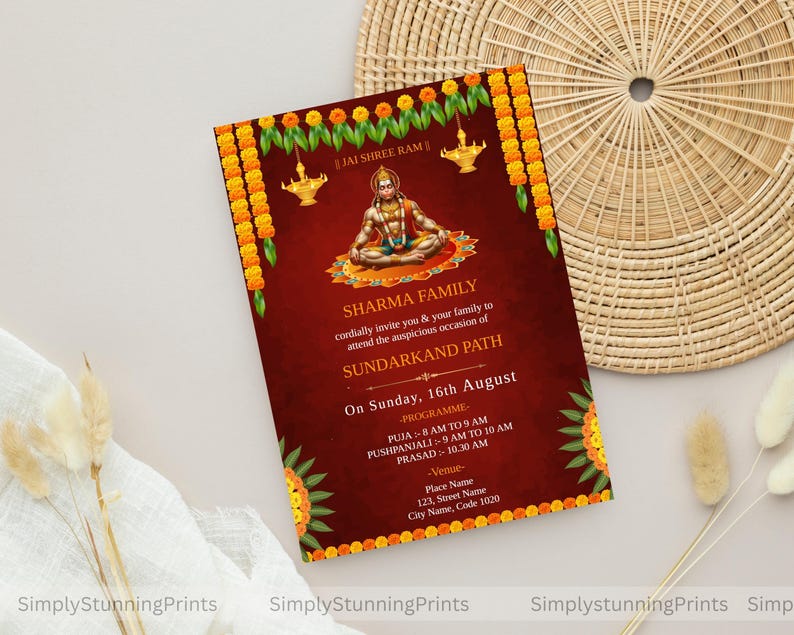Sundarkand Path Invitation: Indian Puja Invite (digital Download) - Etsy