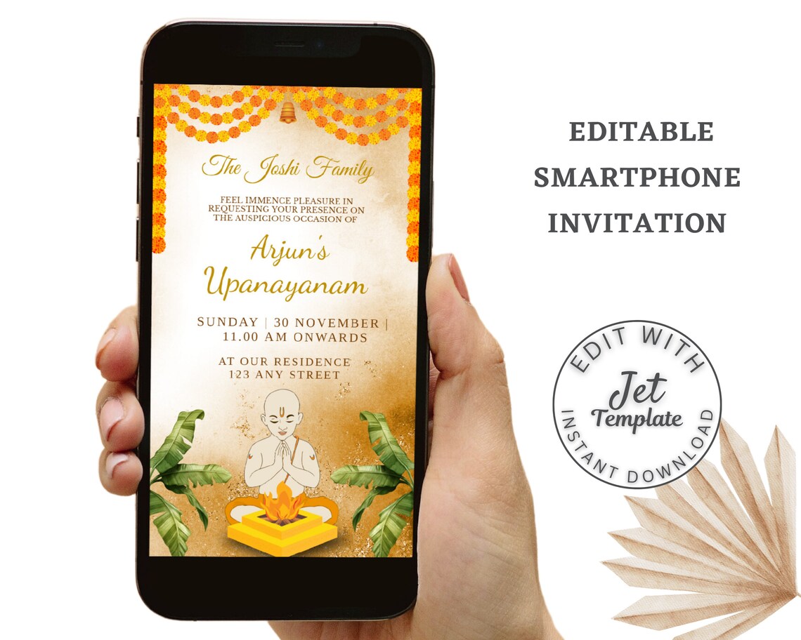 Upanayanam Ceremony Invitation Tread Ceremony Invitation Upanayana ...