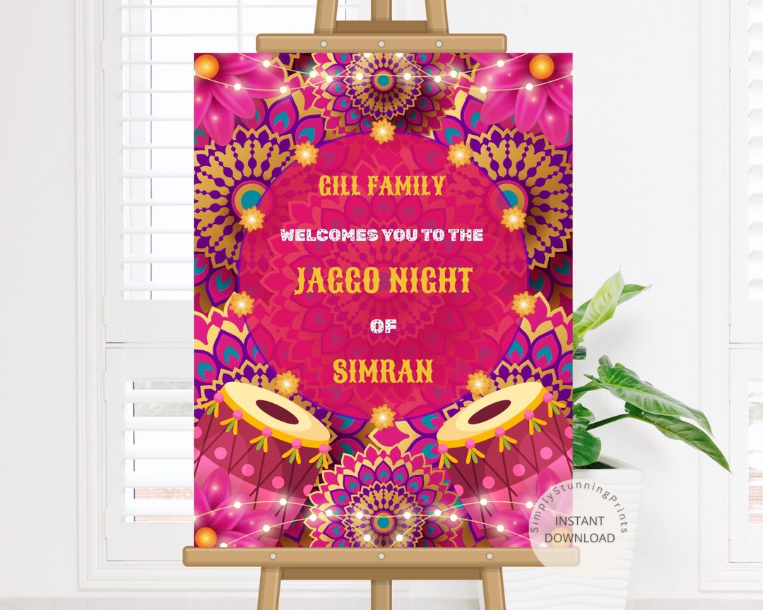 Jaggo Ceremony Welcome Sign | Sikh Wedding Sign | Indian Wedding ...