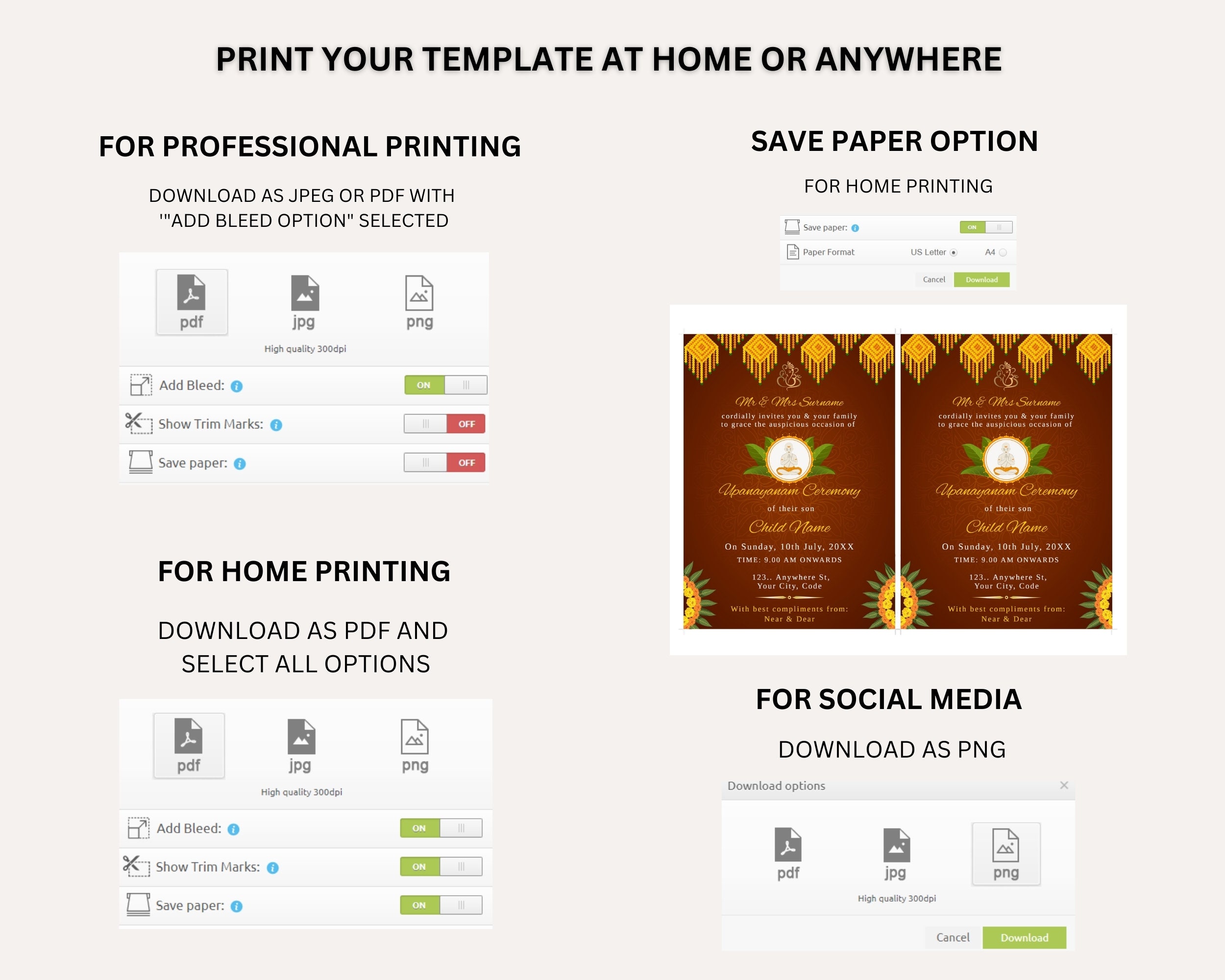 Upanayanam Invitation Card as Thread Ceremony Janoi Ceremony Invite ...