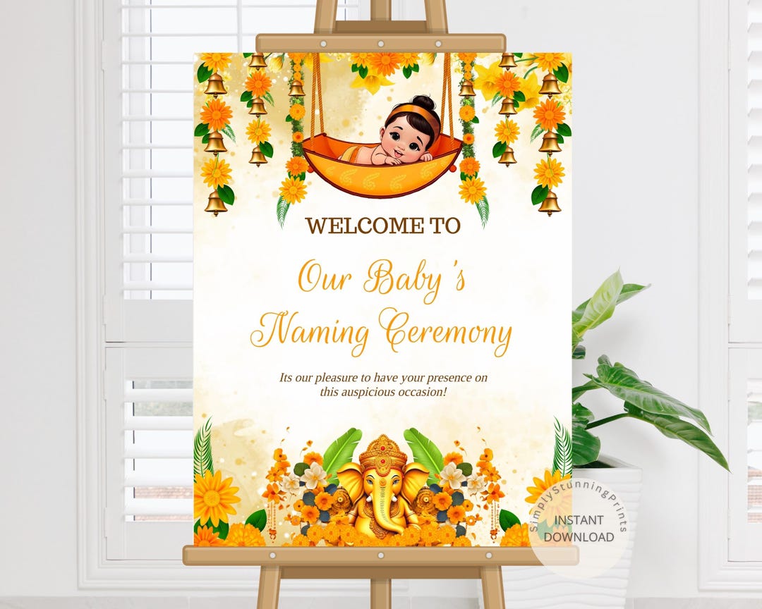 Indian Naming Ceremony Welcome Sign | Baby Naming Day Sign | Cradle ...