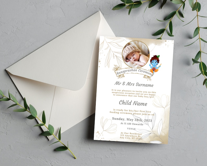 Editable Annaprashan Digital Invitation Card Weaning Ceremony Invite ...