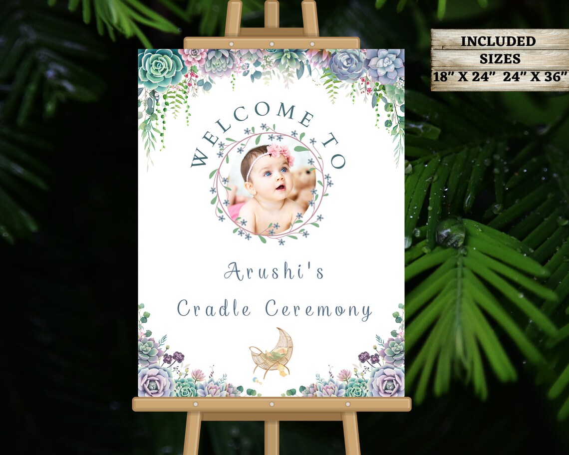 Editable Baby Cradle Welcome Sign Naming Ceremony Entry Sign Cradle ...