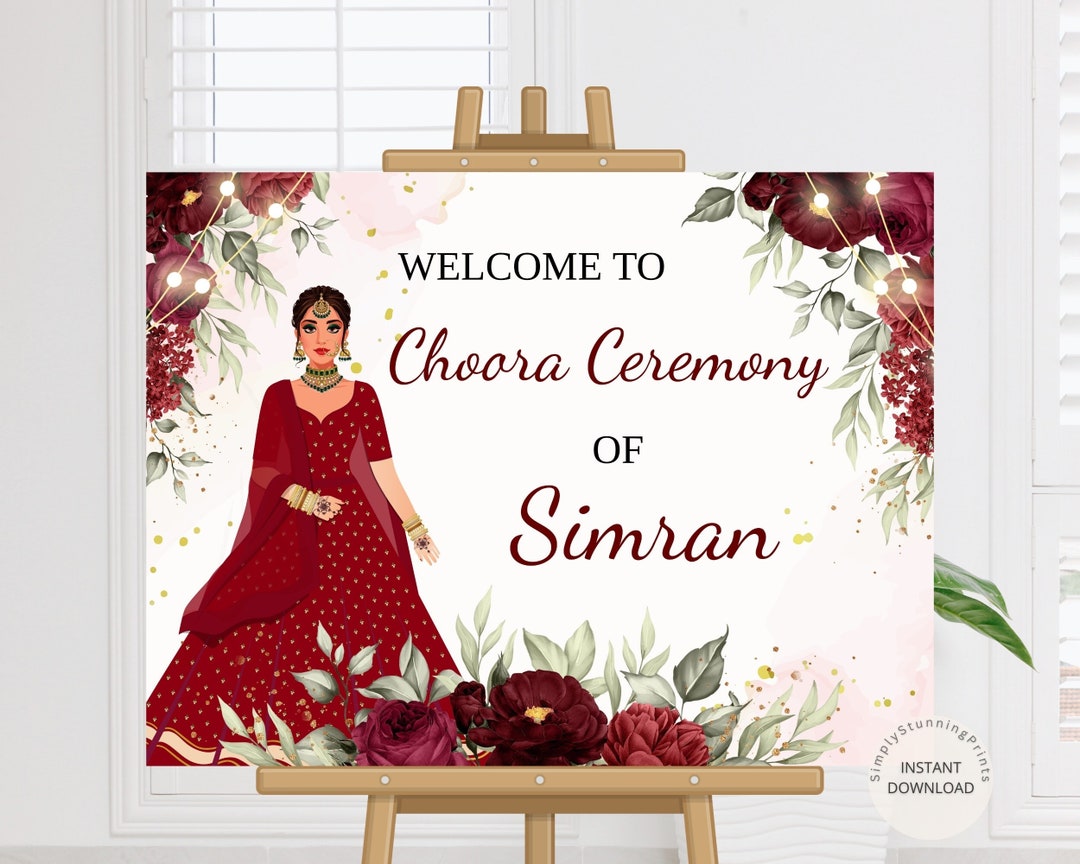 Choora Ceremony Welcome Sign Panjabi Choora Welcome Sign Chooda Signs ...