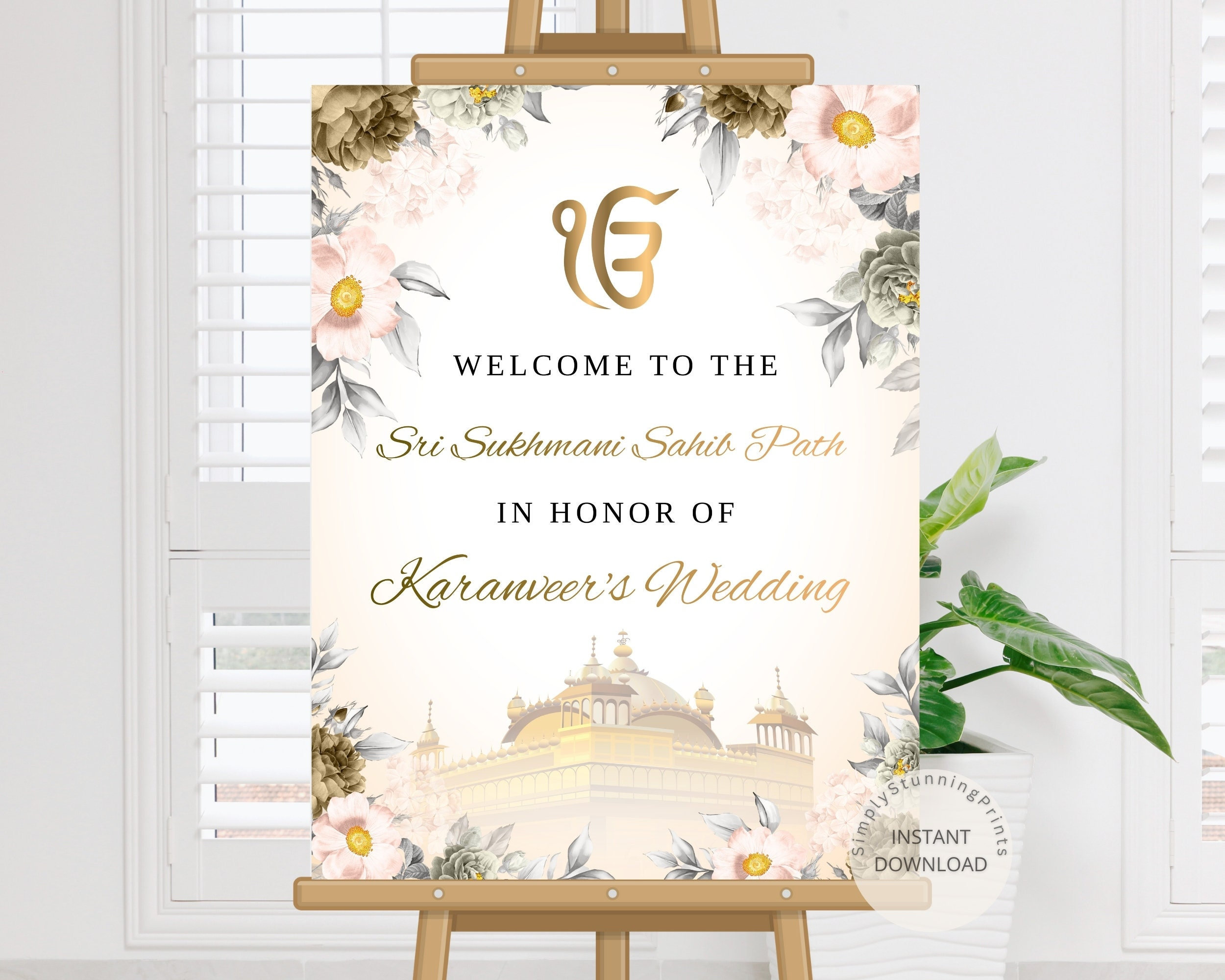 Sukhmani Sahib Ji Path Welcome Sign Sikh Wedding Welcome Sign Akhand Path Sign Sukhmani Sahib Ji ...