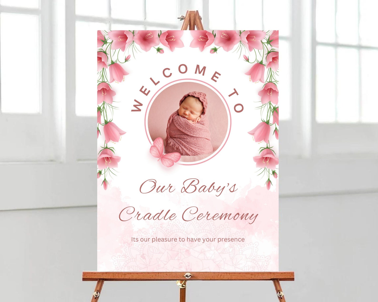 Editable Baby Girl Cradle Welcome Sign Naming Ceremony Entry - Etsy