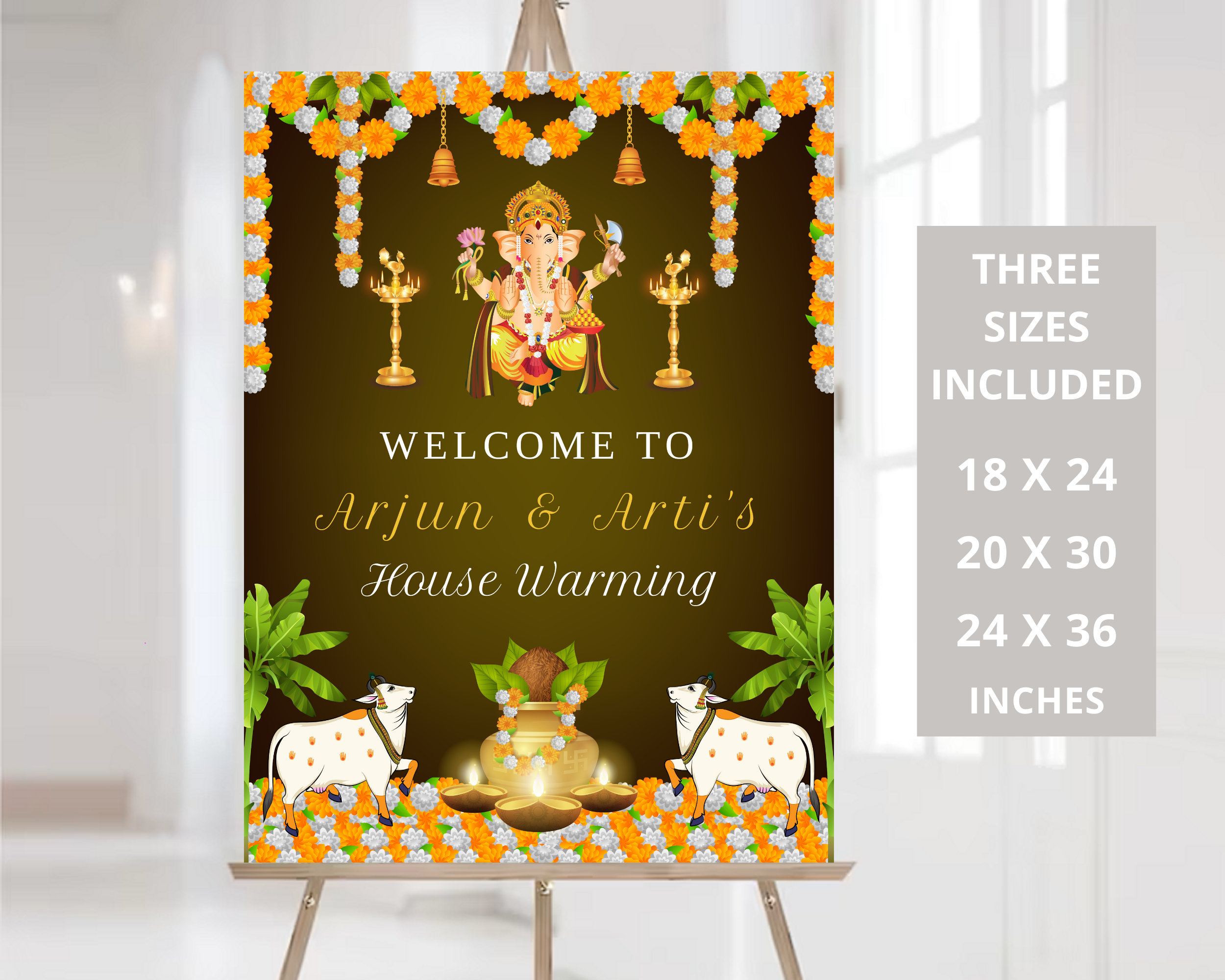 Editable Housewarming Welcome Sign Indian Griha Pravesh Welcome Board ...