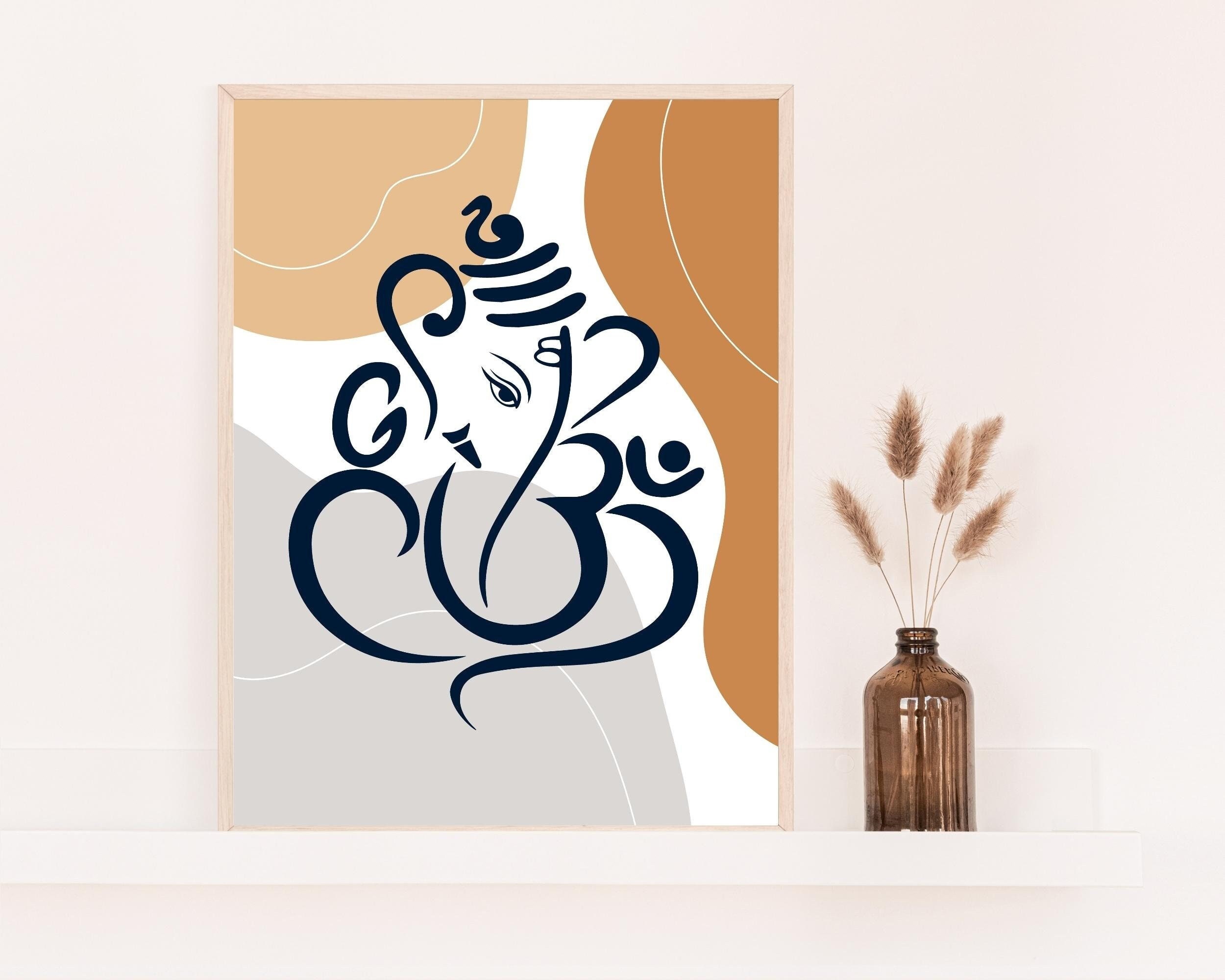 Modern and Elegant Ganesha Print, Religious Hindu God Art, Abstract ...