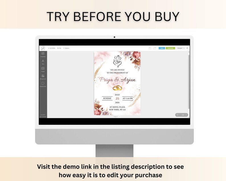 Indian Engagement Invitation Card Floral Engagement Invite Ring ...