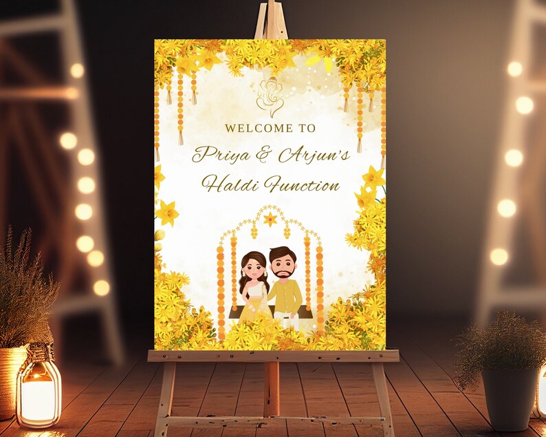 Indian Haldi Function Welcome Sign Pithi Welcome Sign Haldi Entrance ...