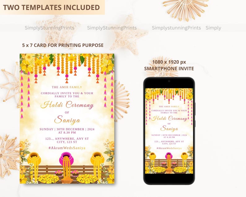 Haldi Ceremony Invitation Card as Maiyan Invitation | Haldi Night ...