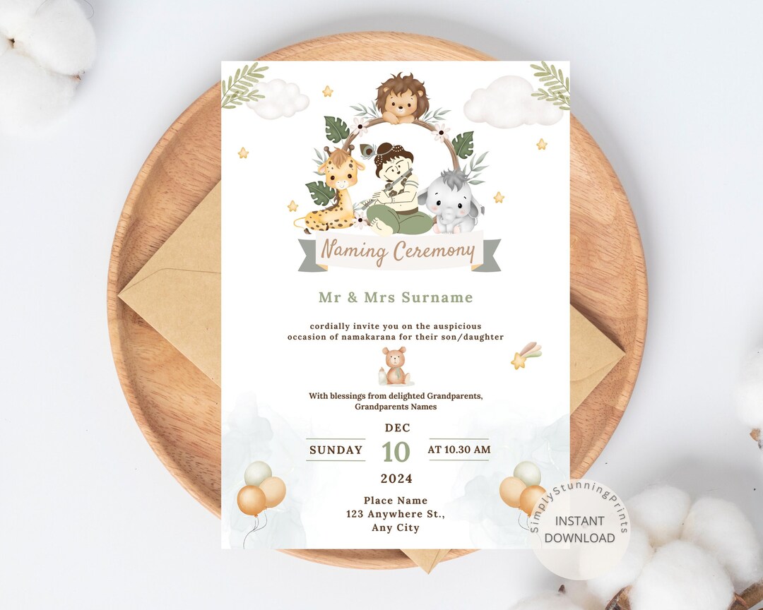 Naming Ceremony Invitation Card | Baby Cradle Ceremony Invite ...
