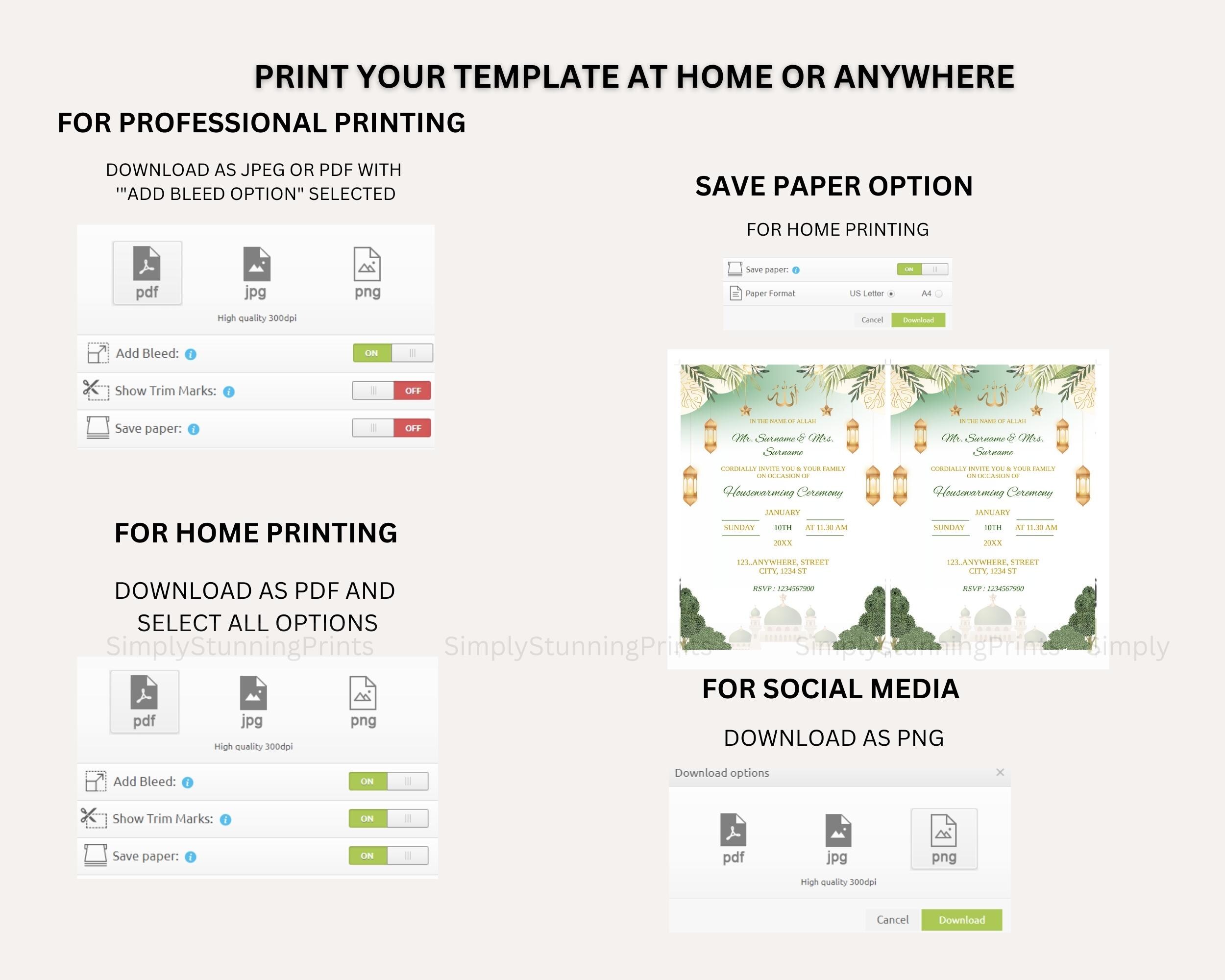 Muslim House Warming Invitation Card Housewarming Party Invite Islamic ...