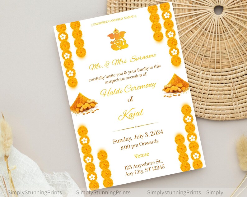Indian Haldi Invitation Card: Pithi Ceremony Card (digital Download) - Etsy