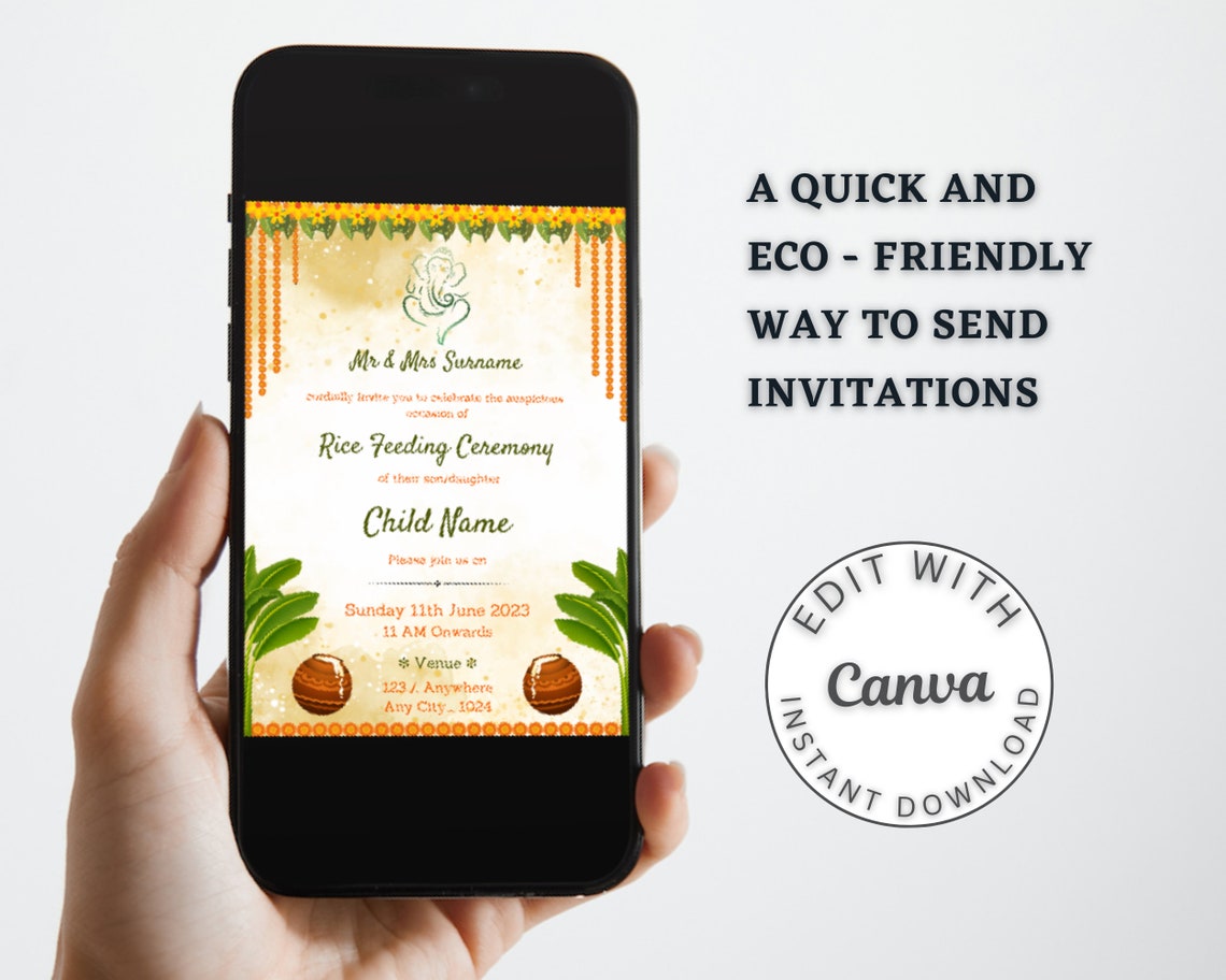 Rice Feeding Invitation Template Annaprasan Invitation First Rice ...