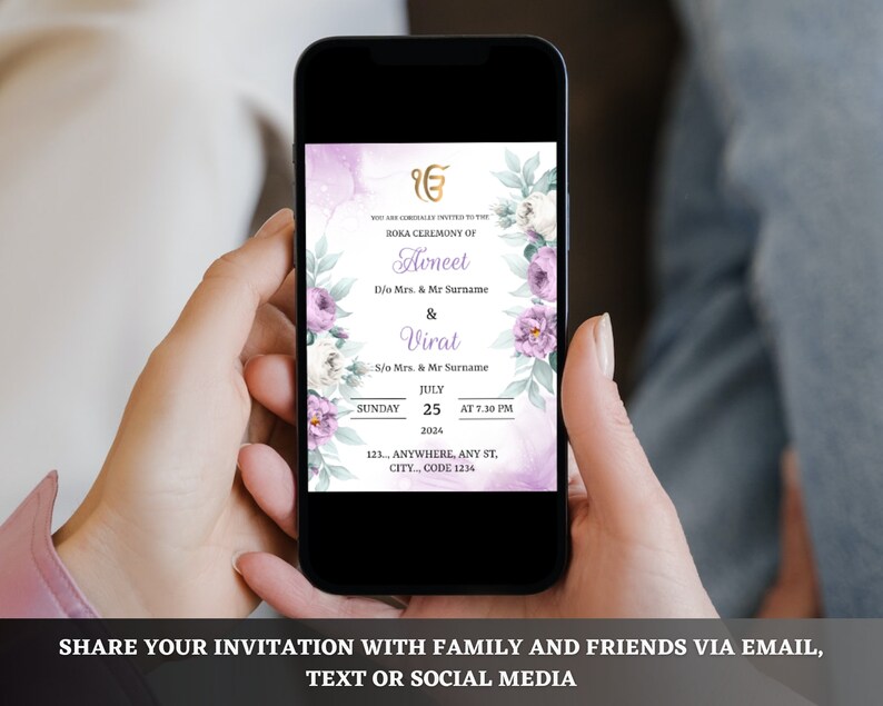 Roka Ceremony Invitation Card as Engagement Invitation Floral ...
