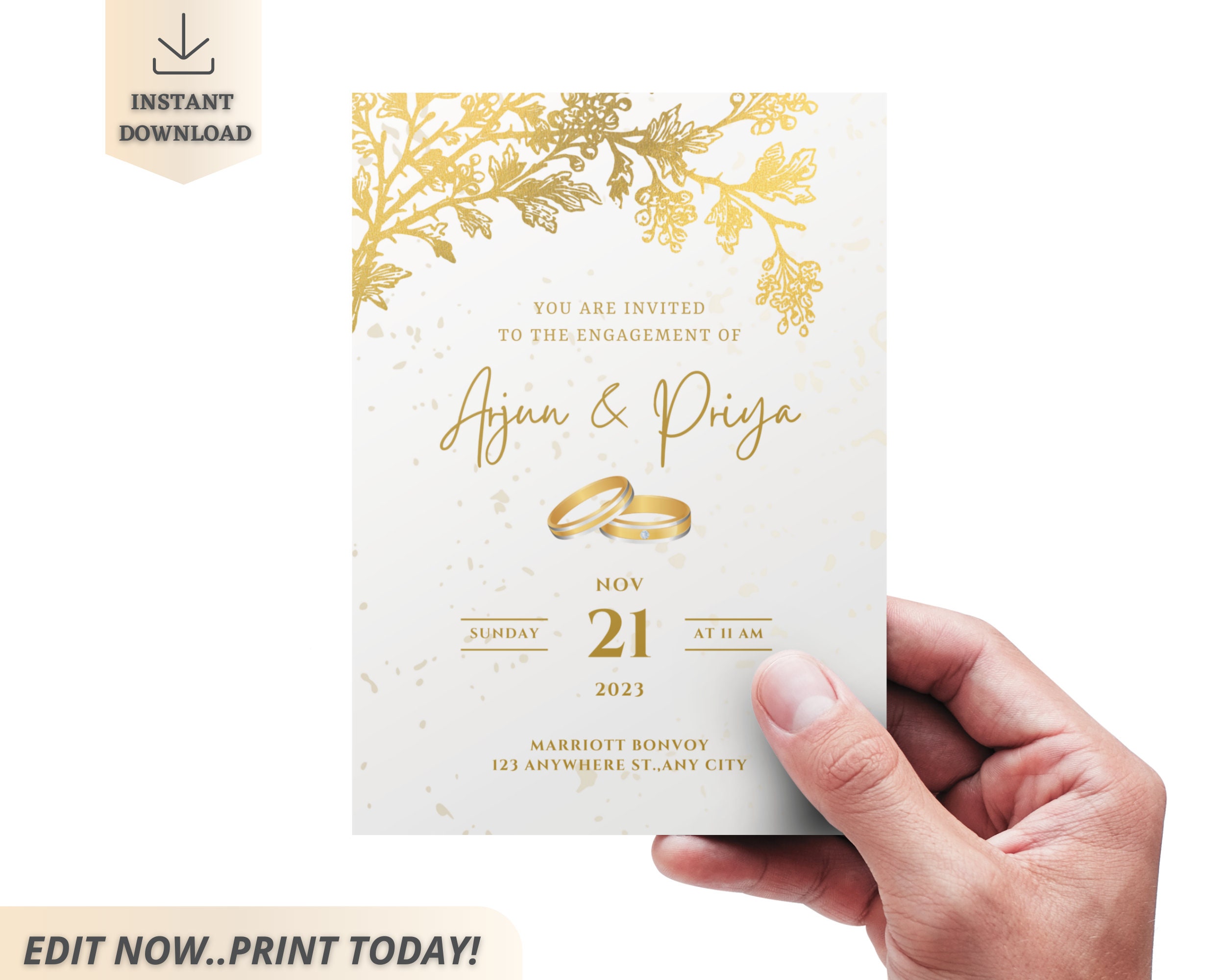 Modern and Elegant Engagement Invitation Engagement Party Invite Ring ...