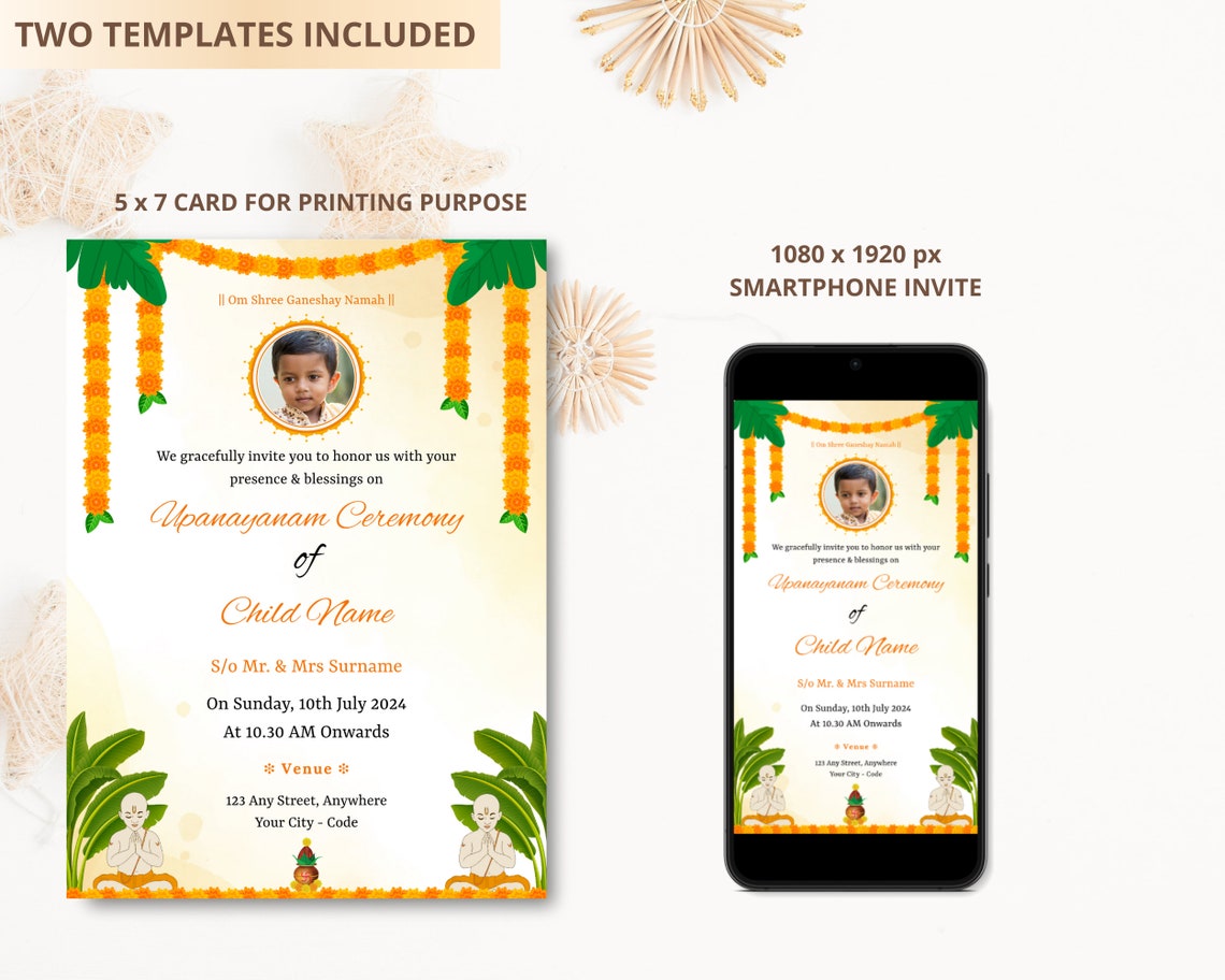 Upanayanam Ceremony Invitation Card Janoi Invitation Yoganupavit ...