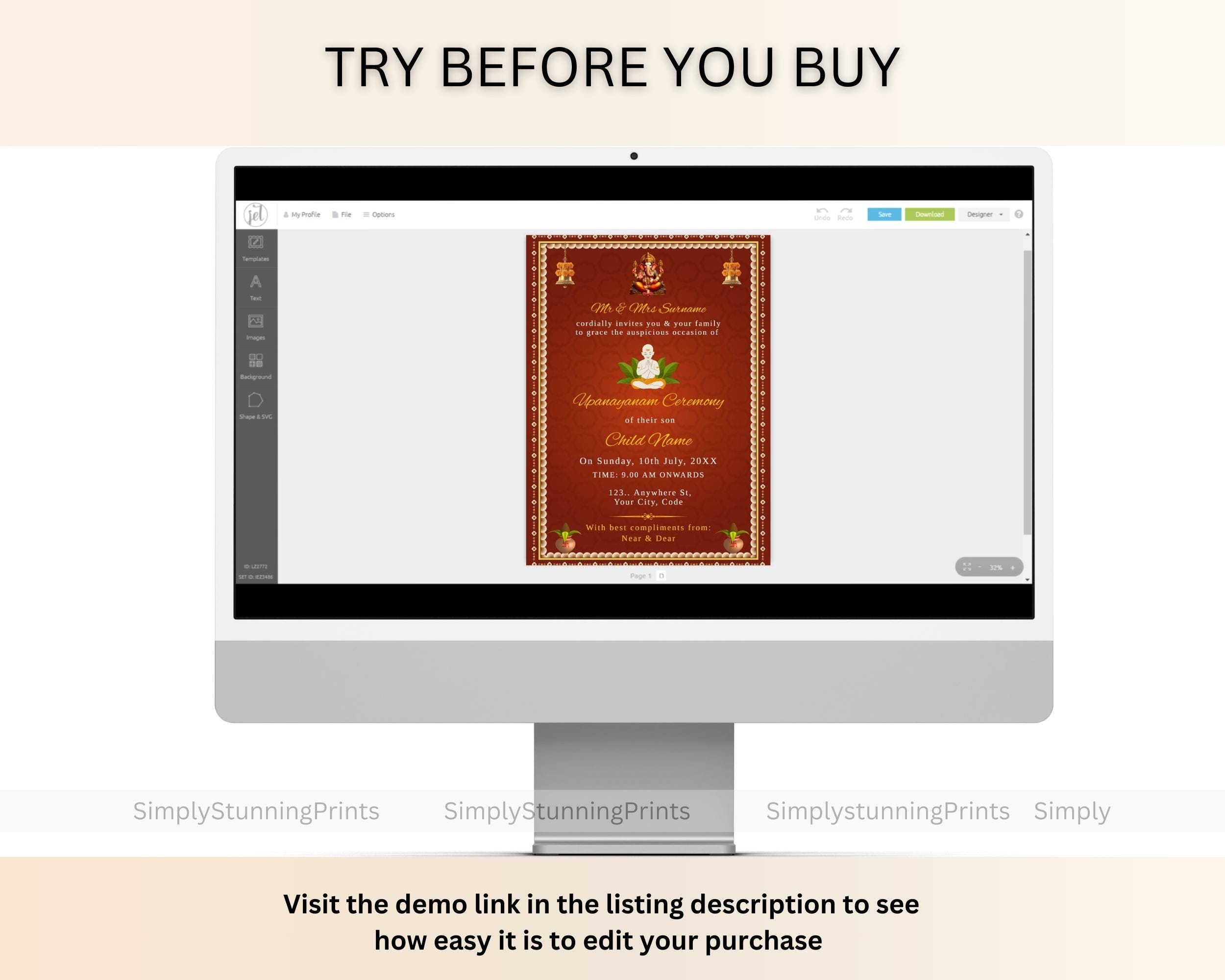 Thread Ceremony Invitation Card | Janoi Ceremony Invite | Upanayanam ...