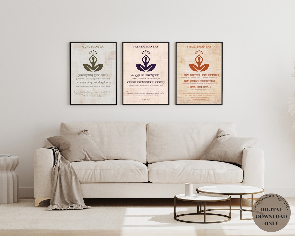 Meditation Mantra Set in Vintage Paper Background Mantra Set for Kids ...