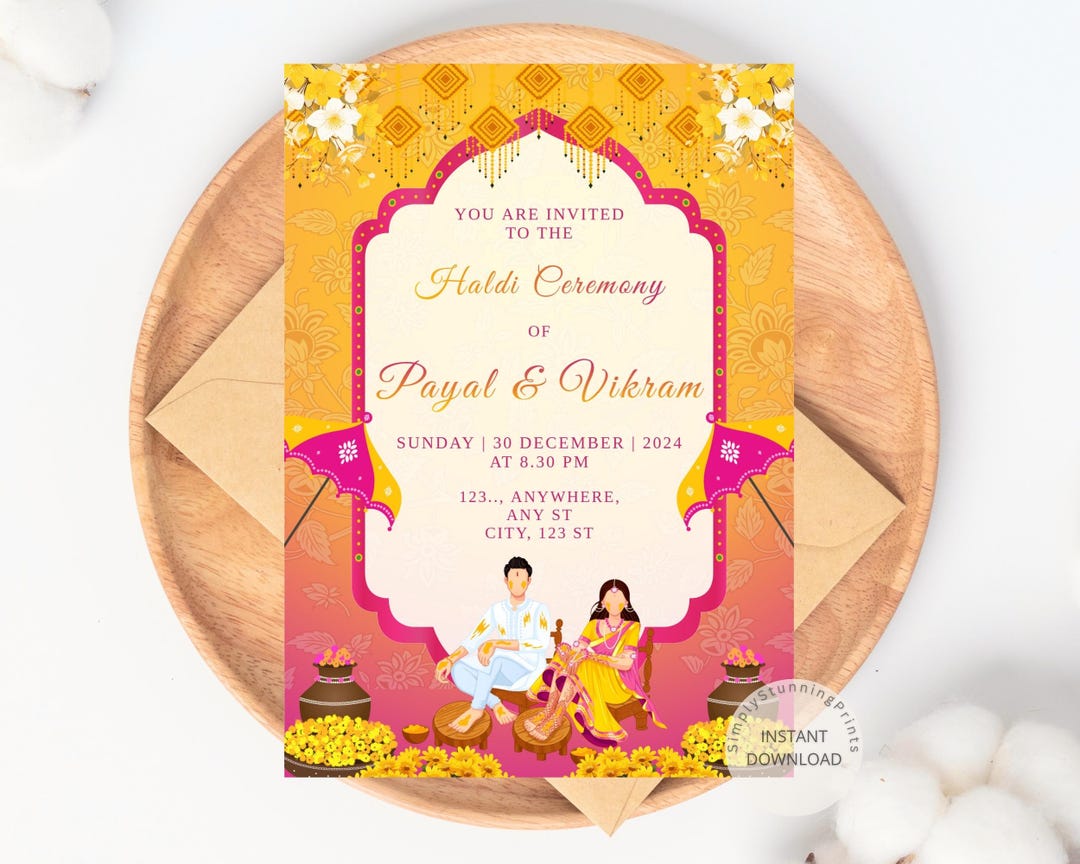 Indian Haldi Invitation Card | Pithi Ceremony Invitation | Maiyan ...