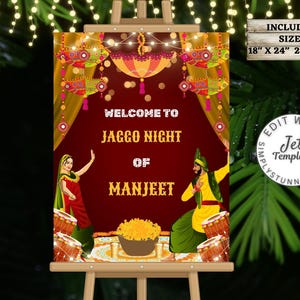 Jaggo Night Welcome Sign | Sikh Pre Wedding Decoration Poster | Panjabi ...