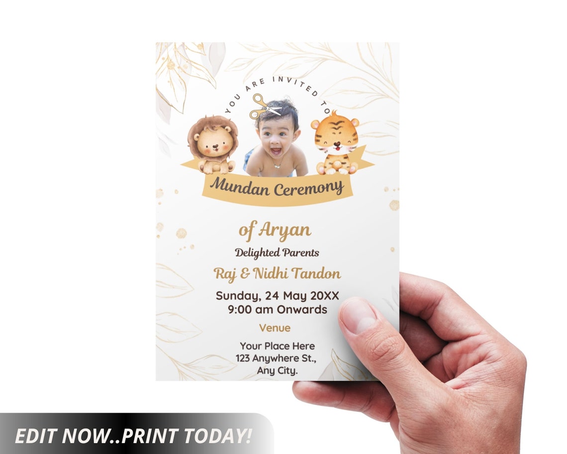 Editable Mundan Invitation Card Tonsure Invitation Hindu Mundan ...