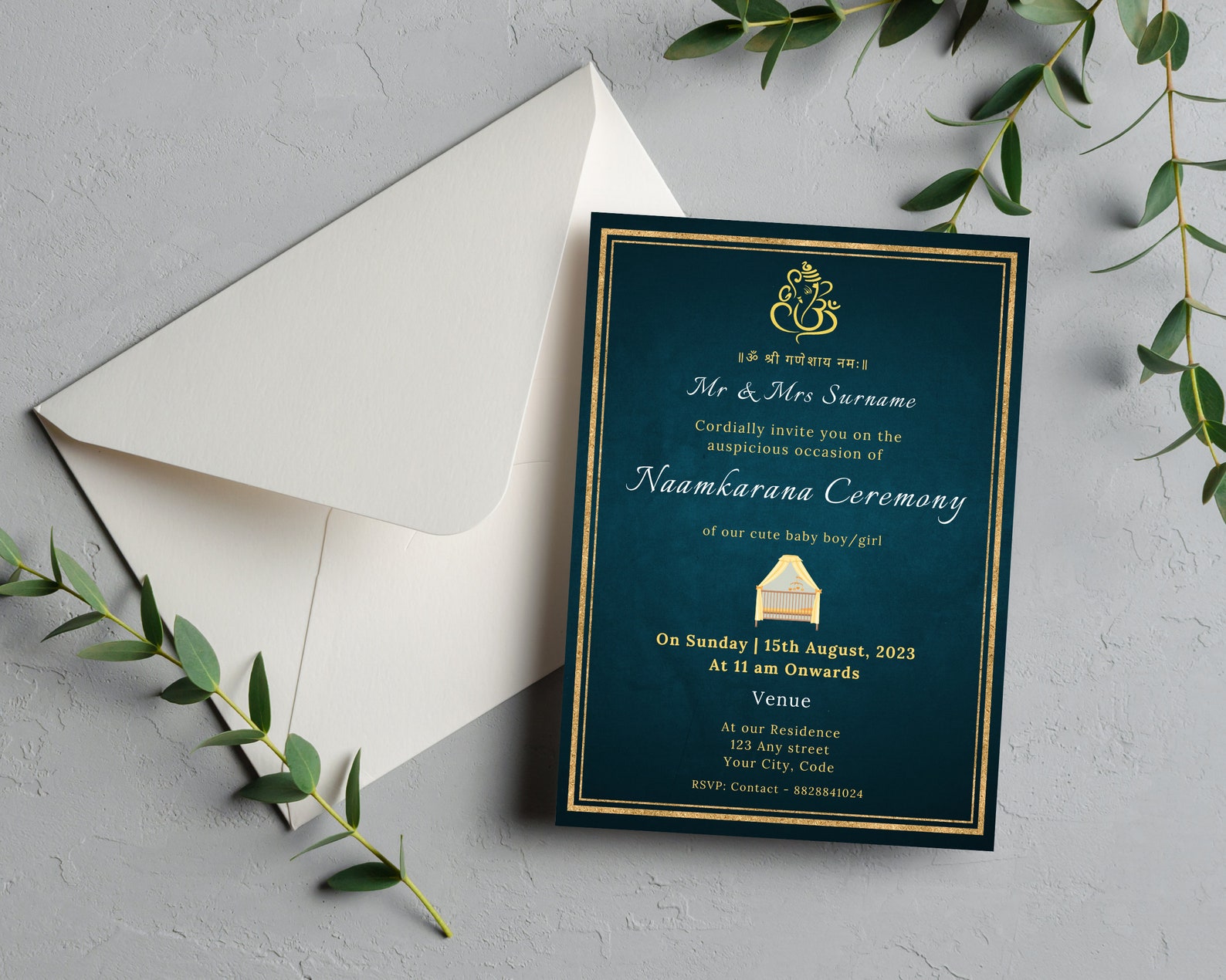 Editable Baby Naming Ceremony Invitation | Cradle Ceremony Invite ...