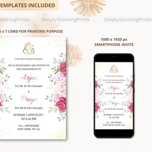 Indian Engagement Invitation Card | Floral Engagement Invite | Ring ...
