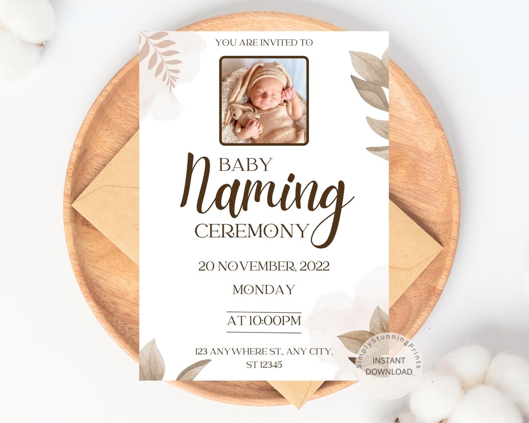 Baby Naming Photo Invitation Card | Naming Ceremony Invite | Cradle ...