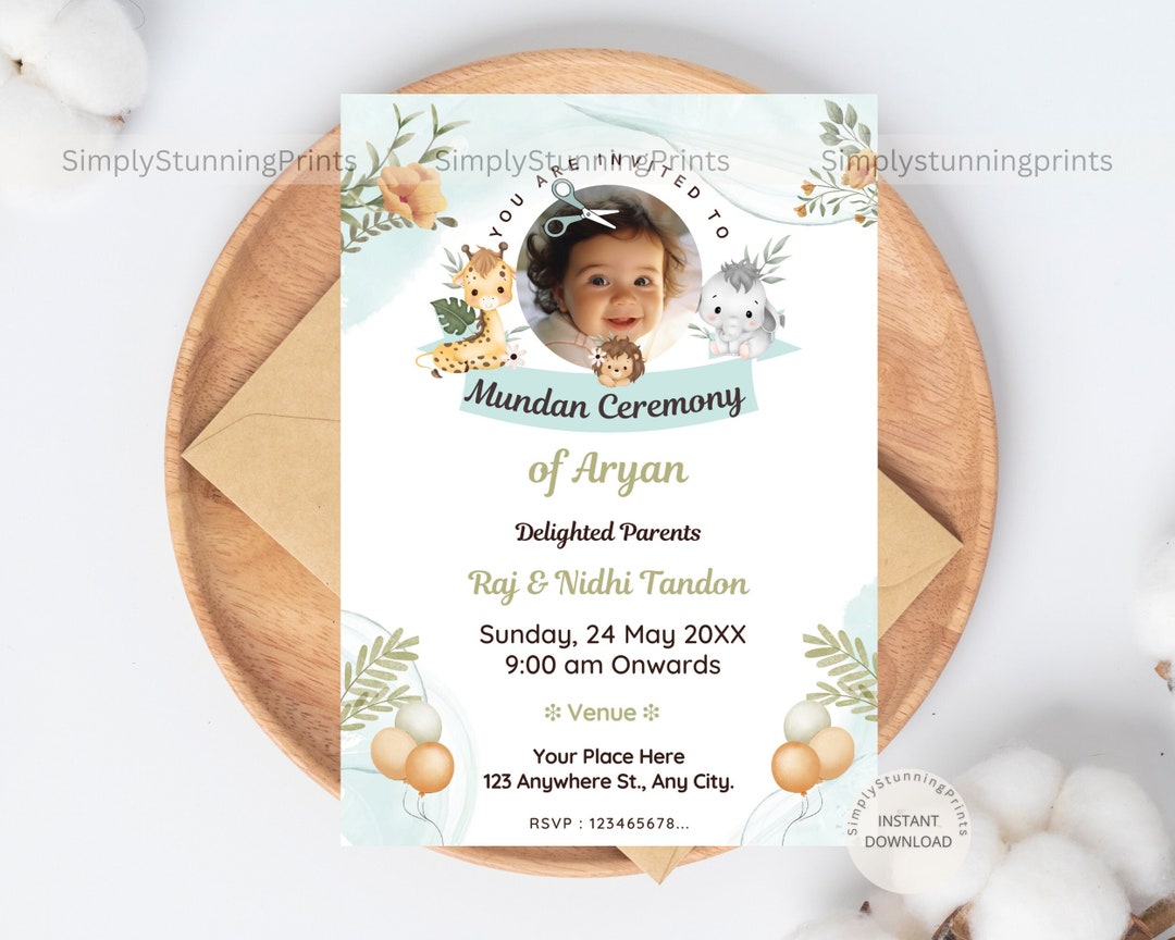 Mundan (tonsure) Ceremony Invitation Boy | Tonsure Invitation | Hindu ...