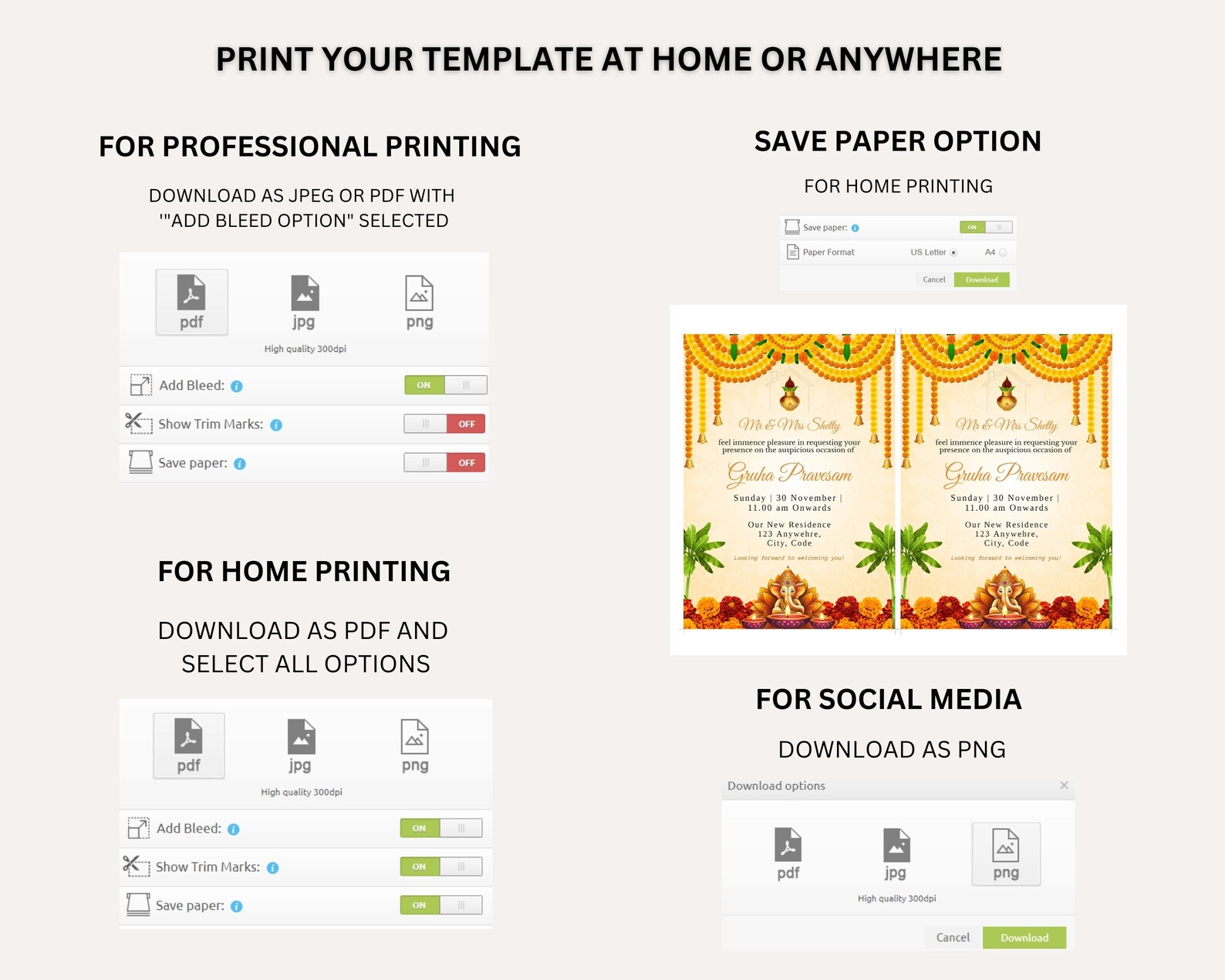 Buy Indian Gruha Pravesam Invitation Card Housewarming Party Invite ...