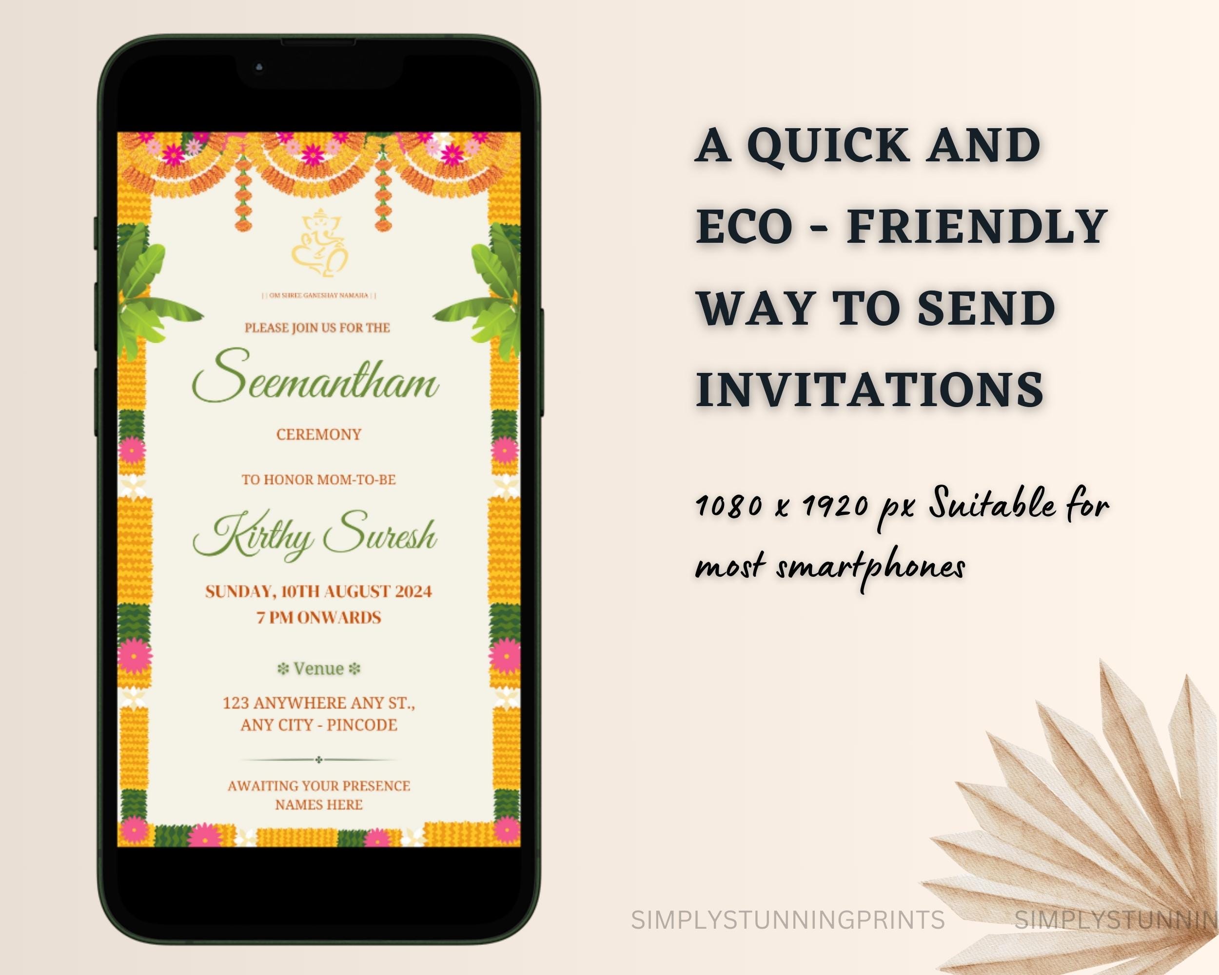 Seemantham Invitation Card | Indian Baby Shower Invitation Template ...