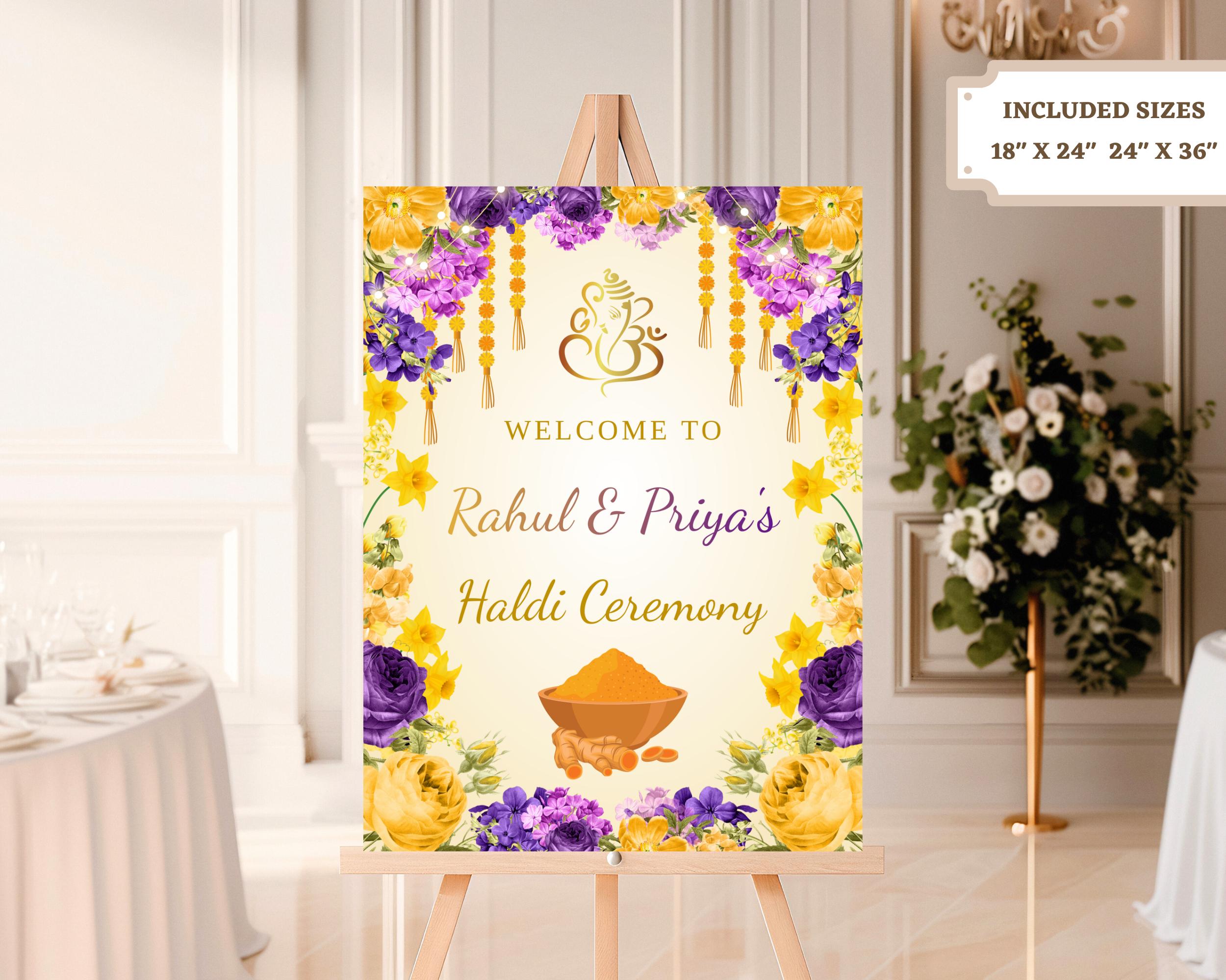 Haldi Ceremony Welcome Sign: Indian Wedding Decor (digital Download) - Etsy