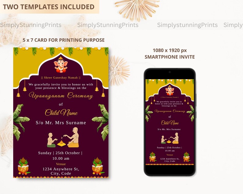Buy Upanayanam Invitation Card: Traditional Thread Ceremony (digital ...