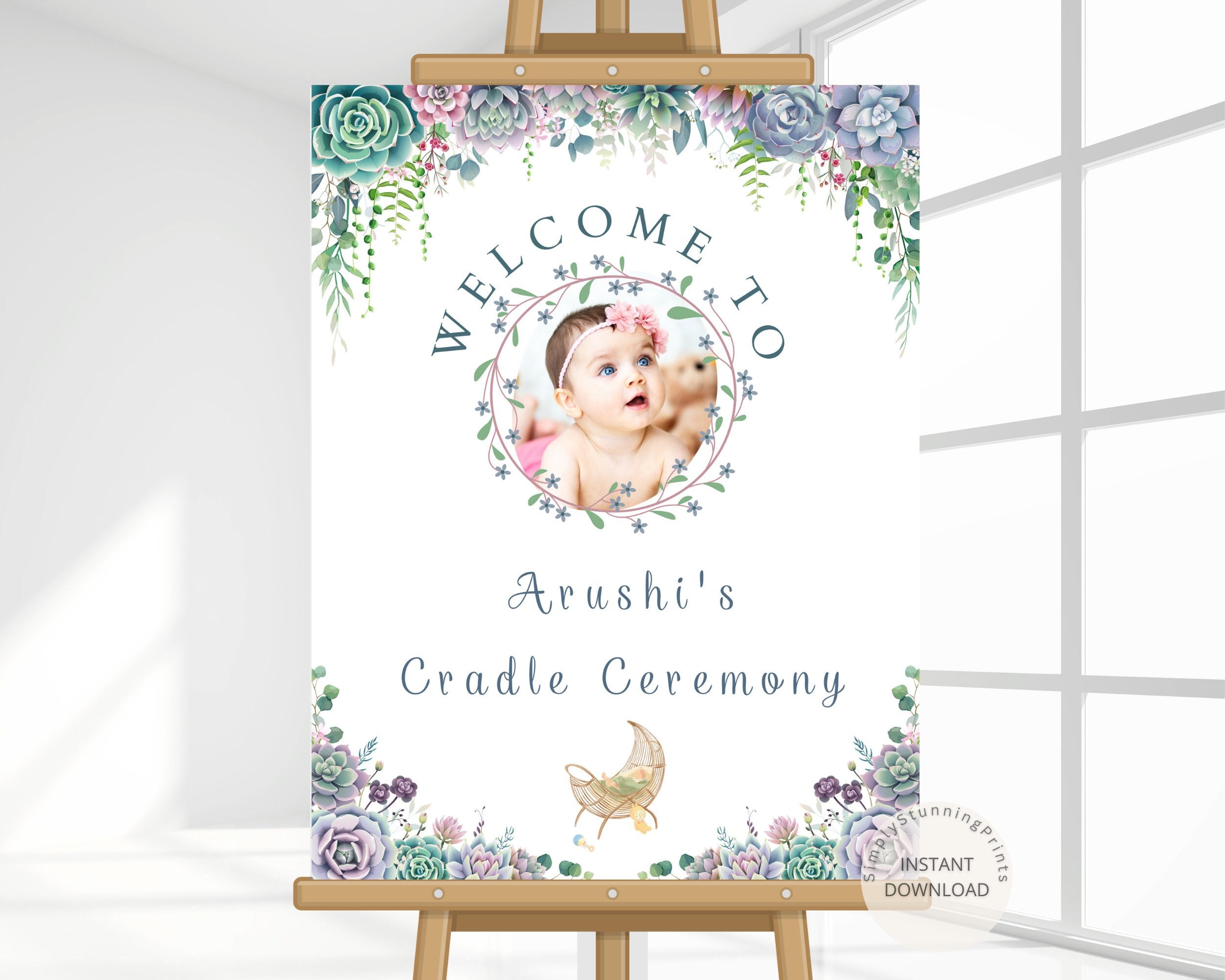 Editable Baby Cradle Welcome Sign Naming Ceremony Entry Sign Cradle ...
