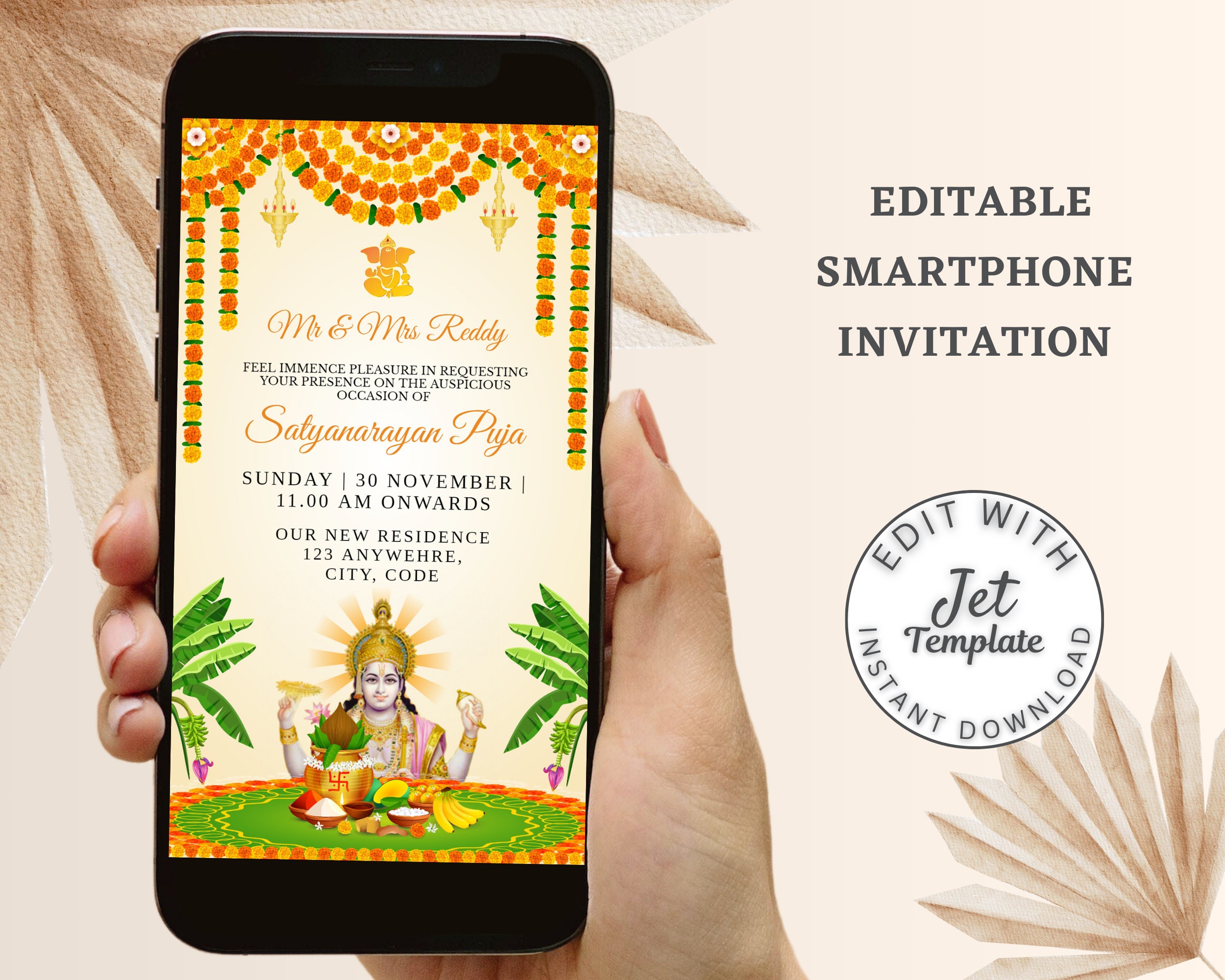 Editable Satyanarayan Katha Invitation Satyanarayan Puja Phone ...