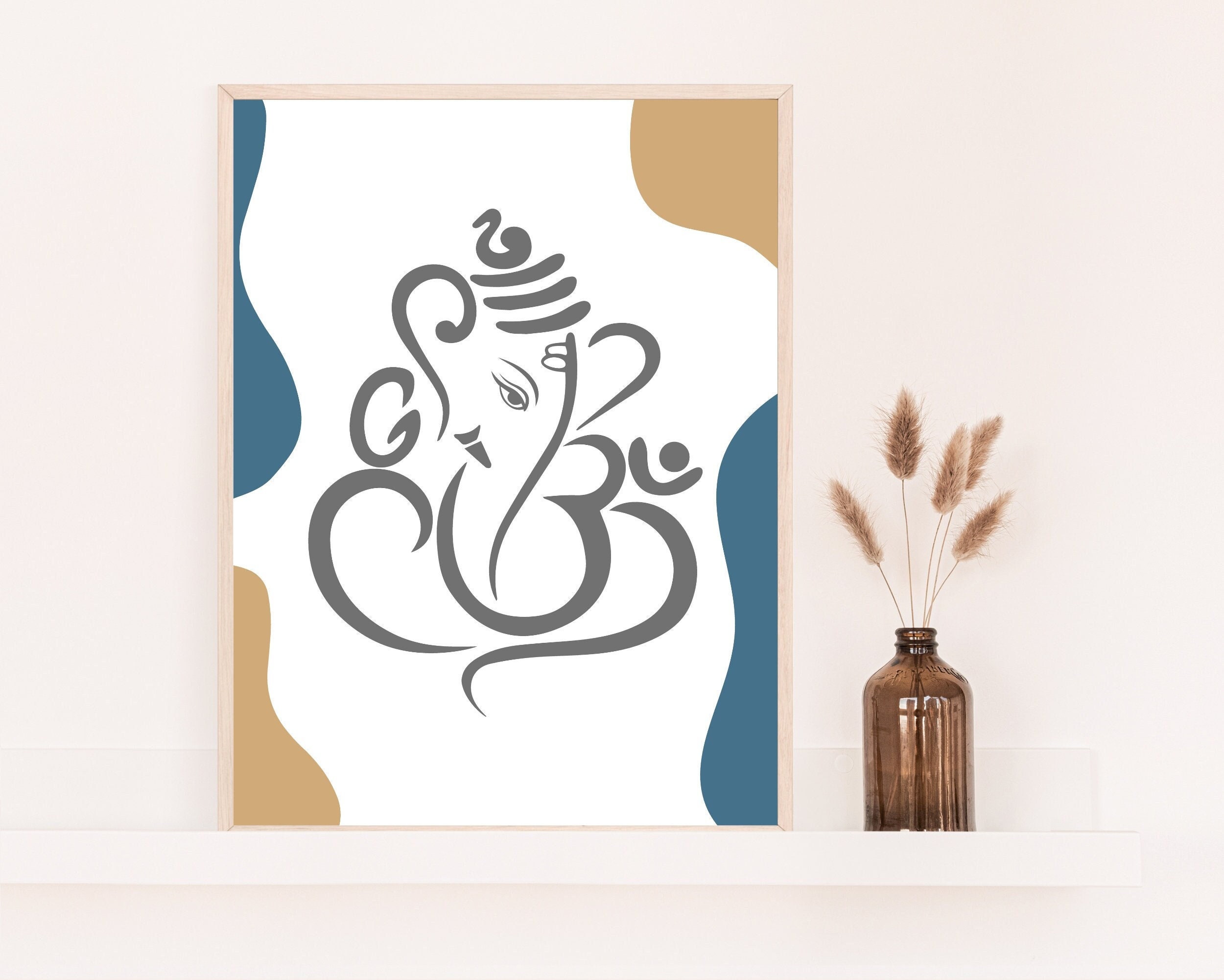 Modern Abstract Ganesh Wall Print Religious Hindu God Ganesh - Etsy