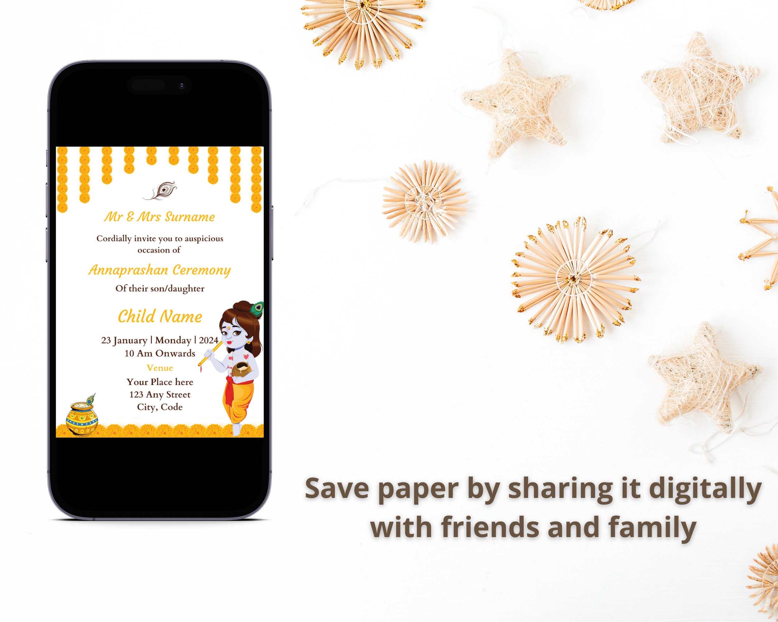 Editable Annaprashan Invitation Card Annaprashan Ceremony Invite Rice ...